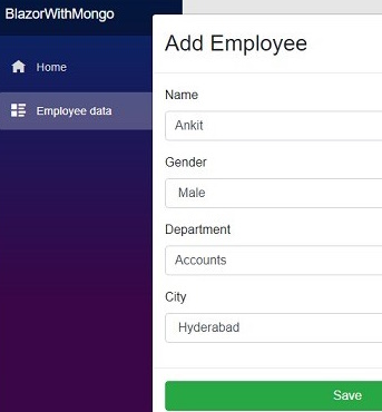 Blazor - CRUD Using MongoDB